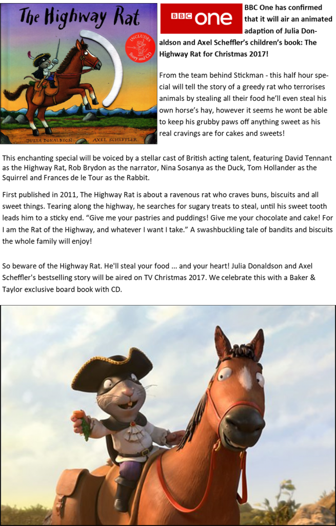 Baker & Taylor Exclusive The Highway Rat BBC One | Baker & Taylor